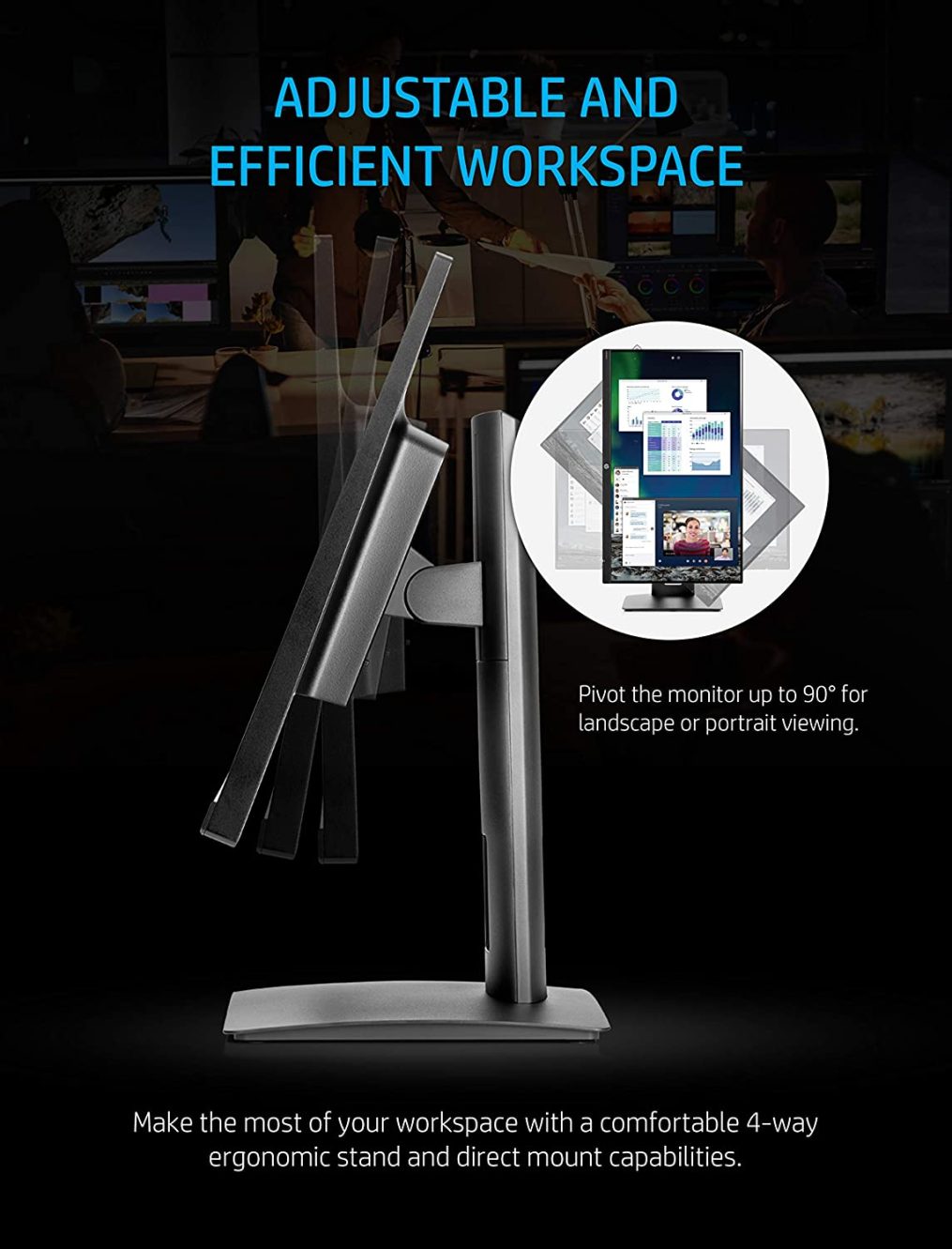 Monitor LED HP VH240a de 23,8 pulgadas Full HD 1080p IPS con parlantes ...