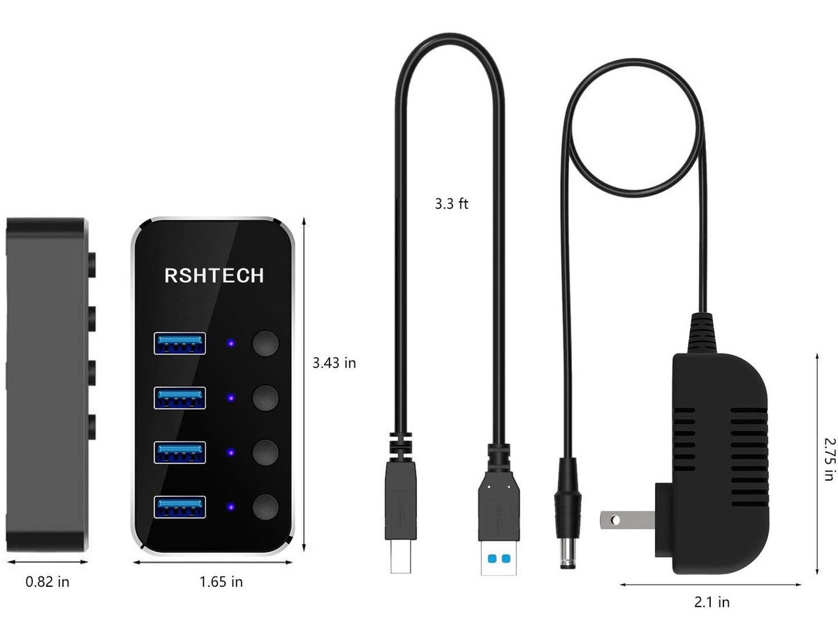 Rshtech – Hub Usb 3.0 Alimentado, Divisor De Concentrador Us – Progresando.com