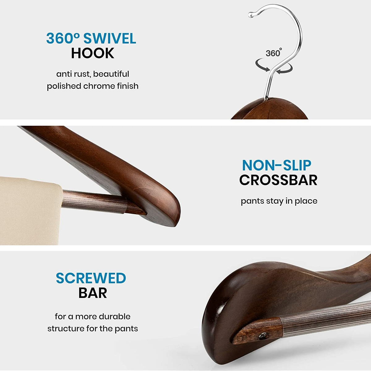 Alto Grado De Hombro Ancho Perchas De Madera De 6 Paquetes C ...