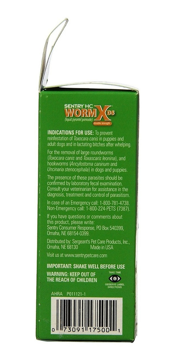 Sentry Hc Wormx Ds (pamoato De Pirantel) Canine Antihelmínti ...