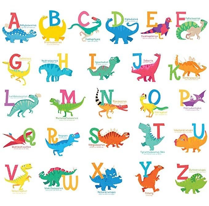 Decowall Ds-8033 A-z Dinosaurio Del Alfabeto Niños Pegatinas ...