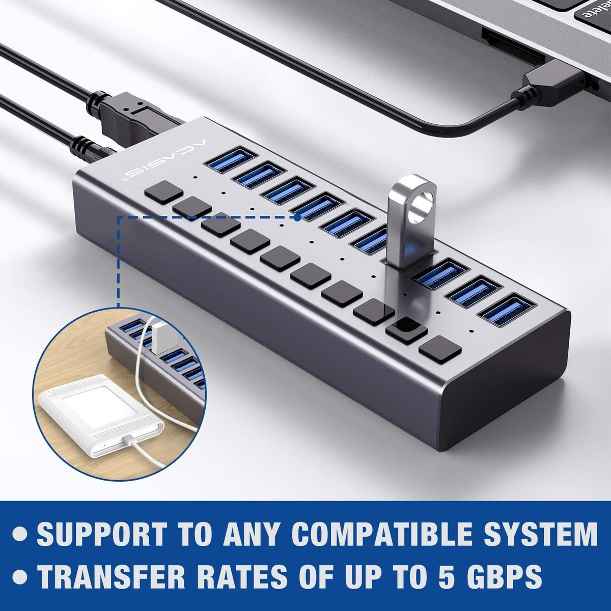 Concentrador Usb Alimentado Acasis 10 Puertos 48w Usb 3.0 – Progresando.com