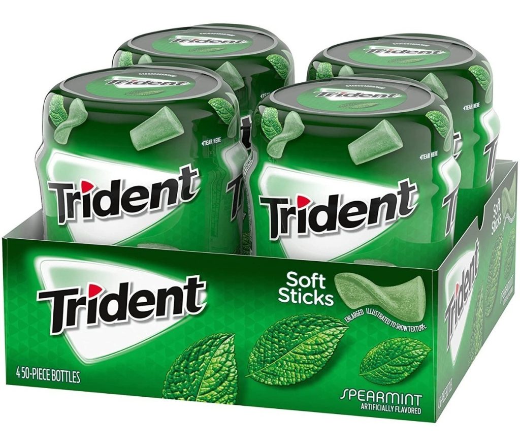 Trident Sin Azúcar Chicle Con Xilitol 4 Botellas De 50 Pieza ...