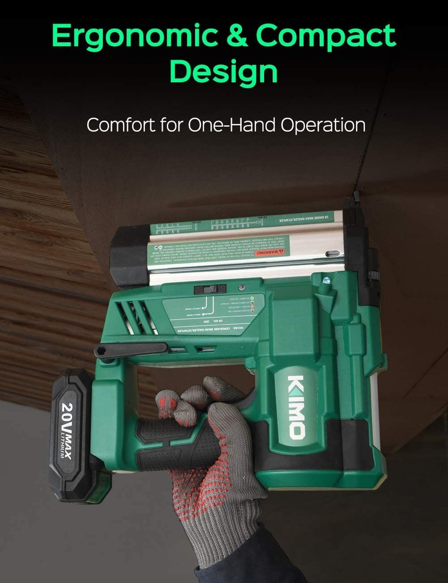 Kimo 20v Calibre 18 Inalámbrico Brad Clavadora Grapadora Kit ...