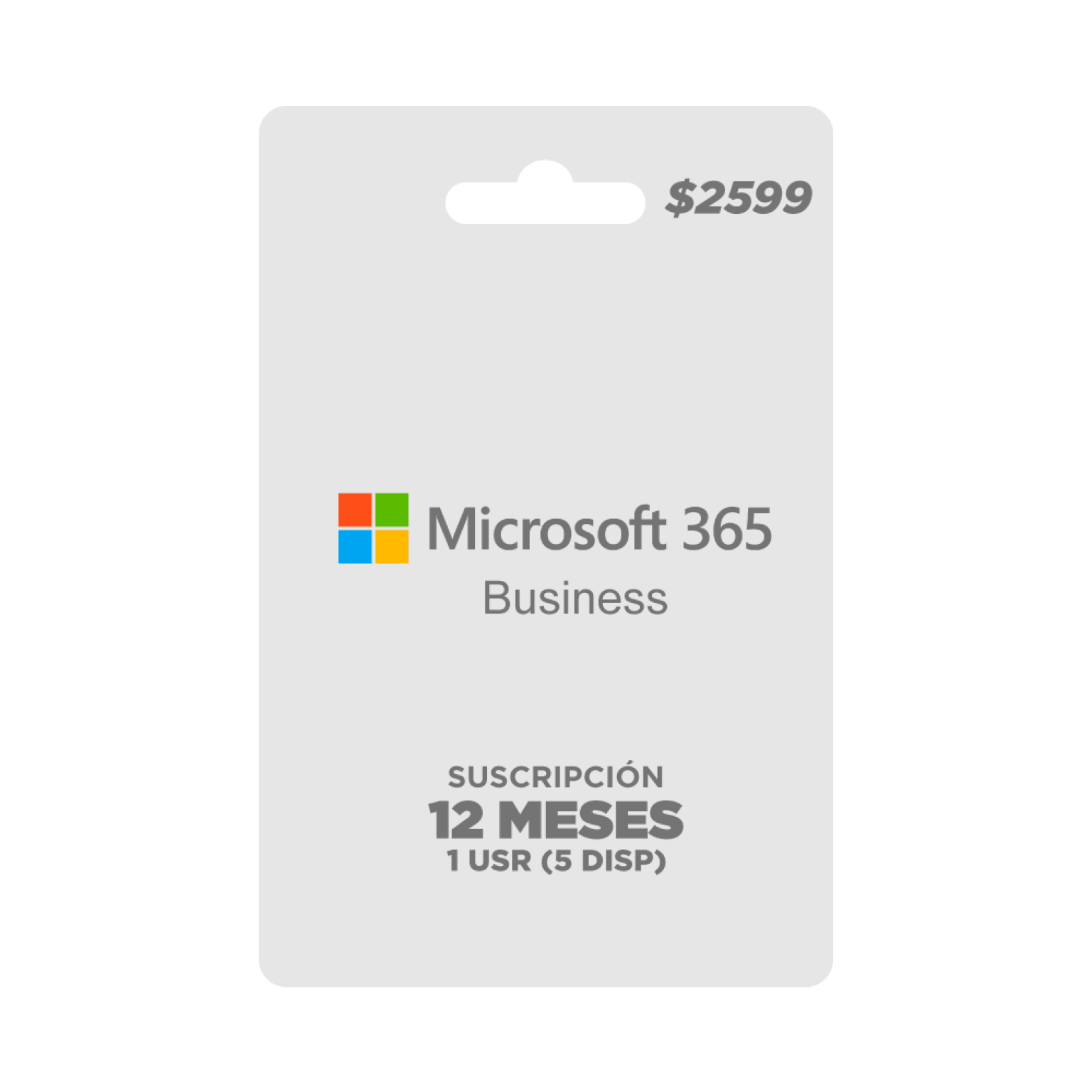 Tarjeta MICROSOFT 365 BUSINESS $2599 – SUSCRIP 12 M – 1 USR (5 DISP ...