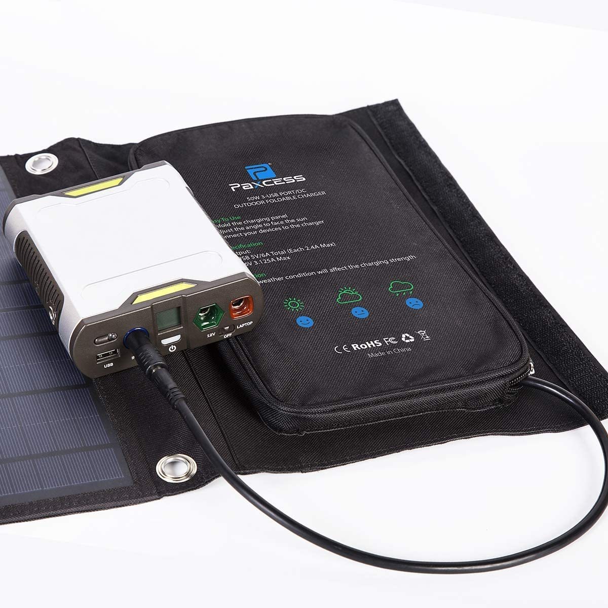 Paxcess Cargador De Panel Solar Plegable De 50 W Para Genera ...