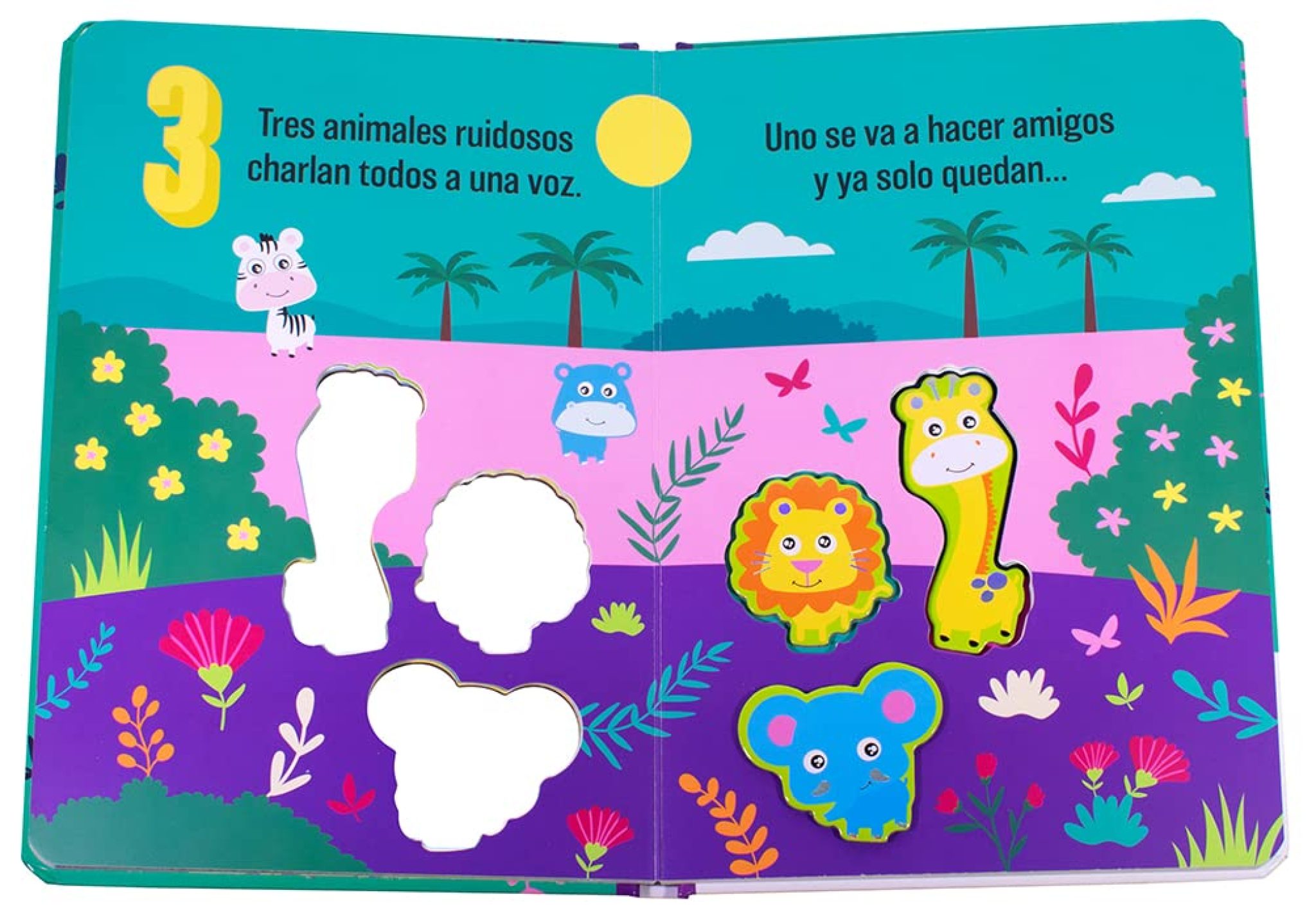 5 Animales ruidosos, libro de tapa dura en relieve 3D para contar, 1 a ...