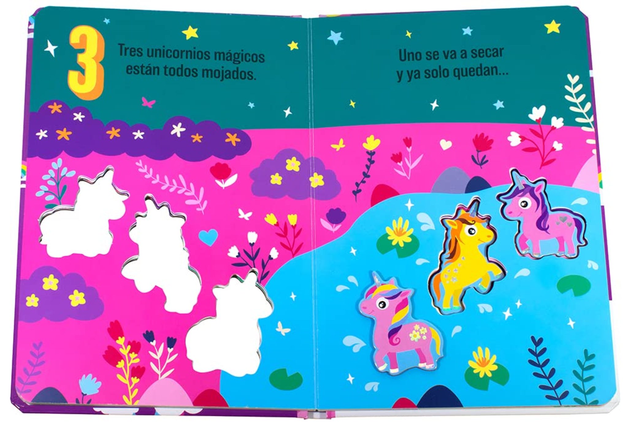5 Unicornios mágicos, libro de tapa dura en relieve 3D para contar, 1 a ...