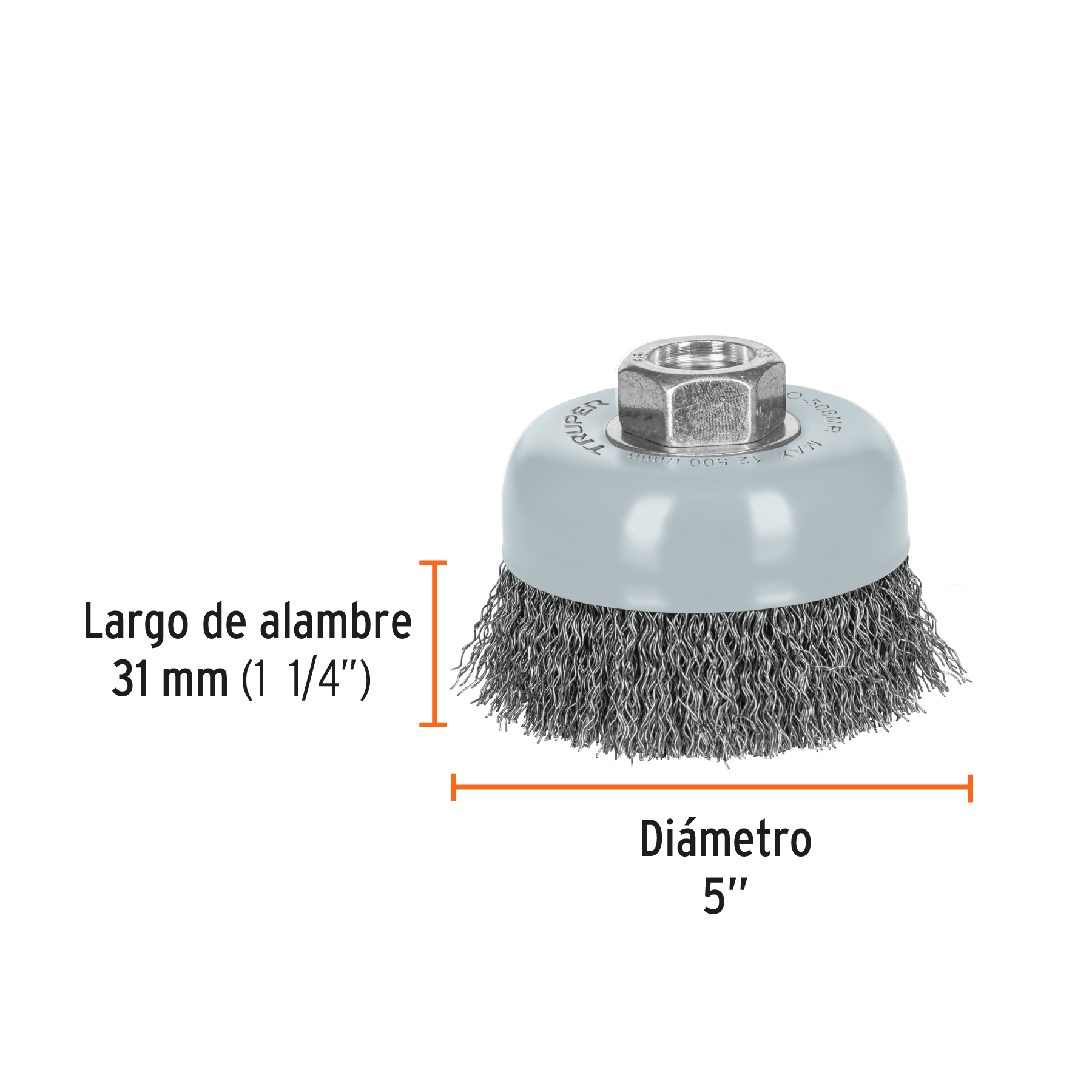 Carda copa 3′ alambre ondulado fino, Multi-rosca, Truper – Progresando.com